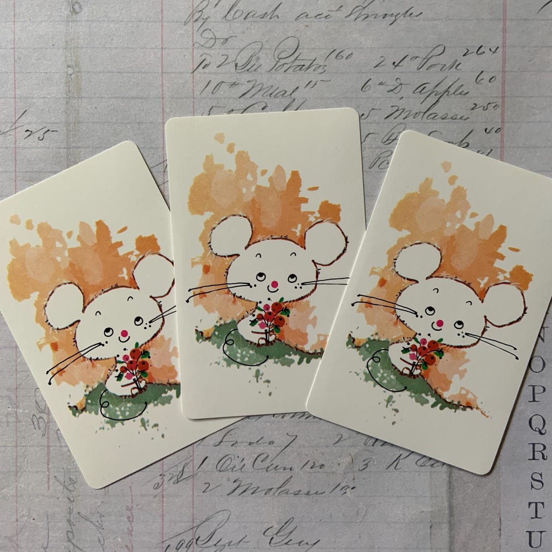 MOUSE CARDS / 3 Vintage Cute Mouse Playing Cards Great for Mixed ...