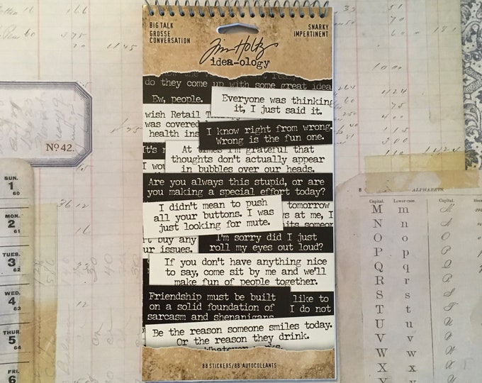 Tim Holtz Stickers / 88 Mini Journal Stickers BIG Talk SNARKY Word ...