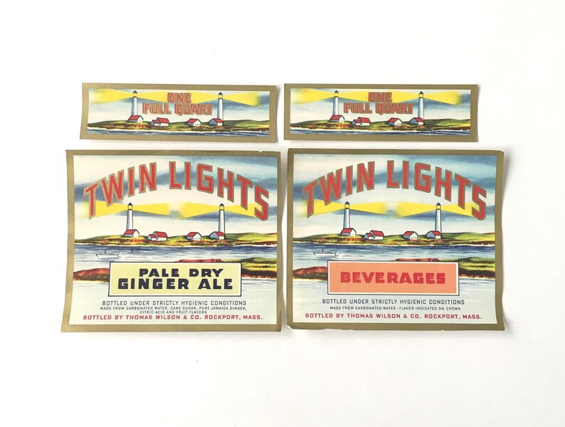 Soda Labels / 4 Vintage TWIN LIGHTS Soda Labels -- Great for Journals ...