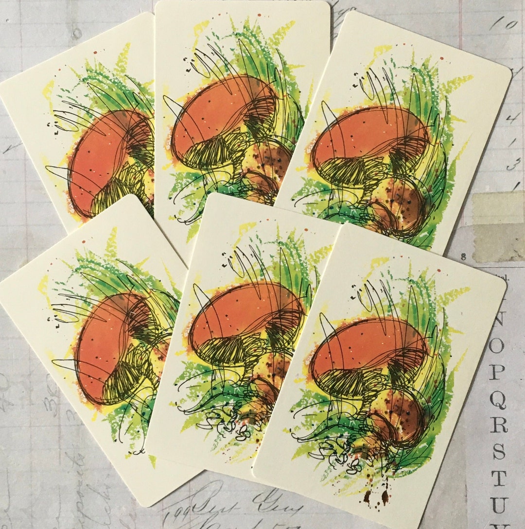 Mushroom Cards / 6 Vintage Retro Mushroom Playing Cards Great for Mixed ...