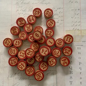 BINGO Numbers / 35 Vintage Red Bingo Game Pieces -- De-stash Game ...