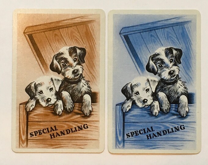 DOG Swap Cards / 2 Vintage Dog Playing Cards Blue & Brown Great for ...