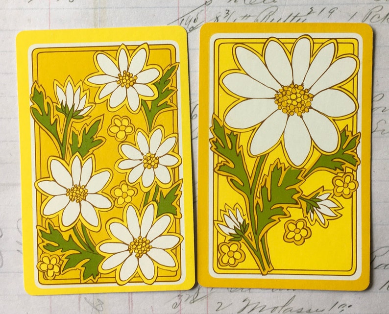 Floral Cards / 2 Vintage Yellow Spring Floral Daisy Swap Cards Mixed ...