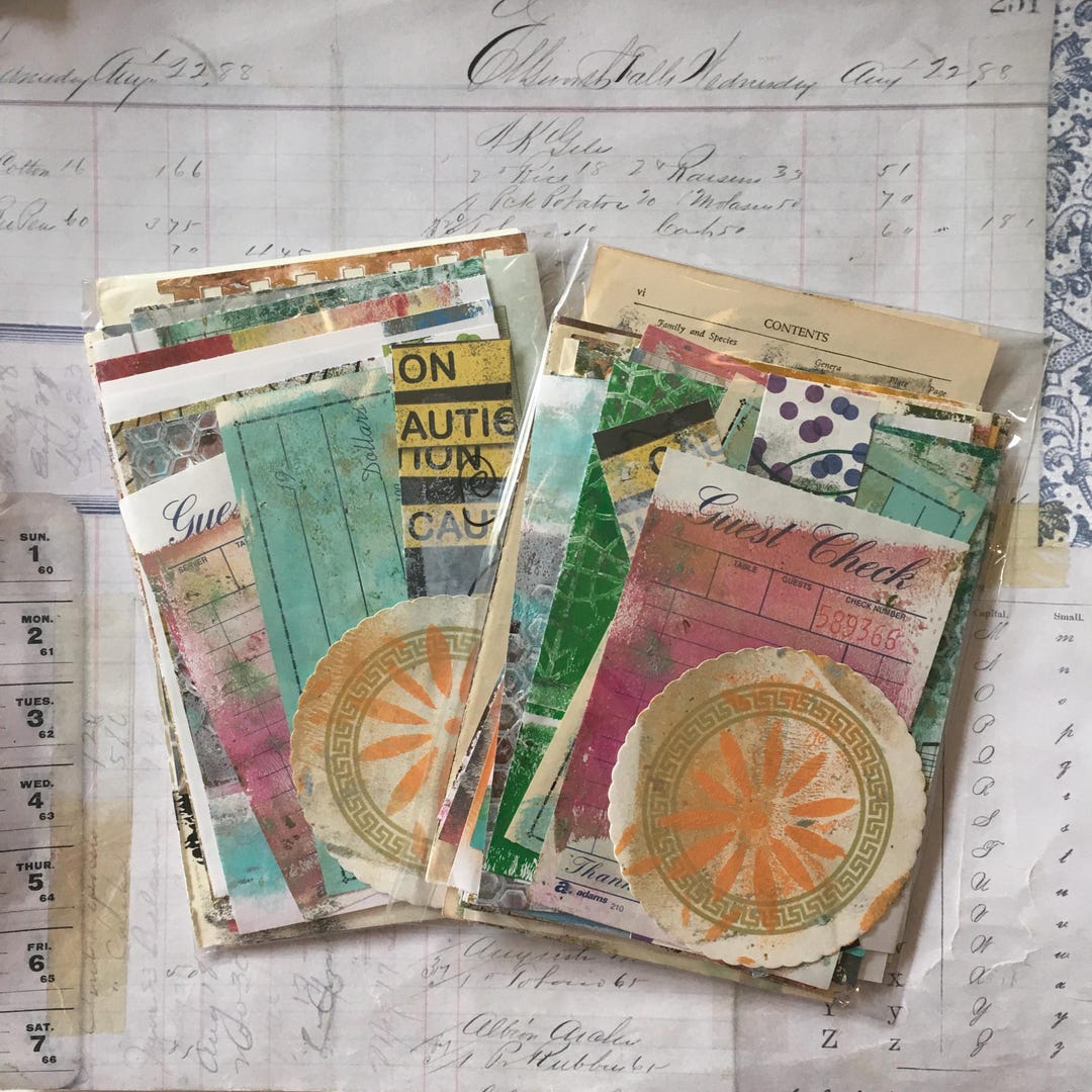 Collage Papers / 30 Pc. Hand Painted Collage Paper Scraps Mixed Media ...
