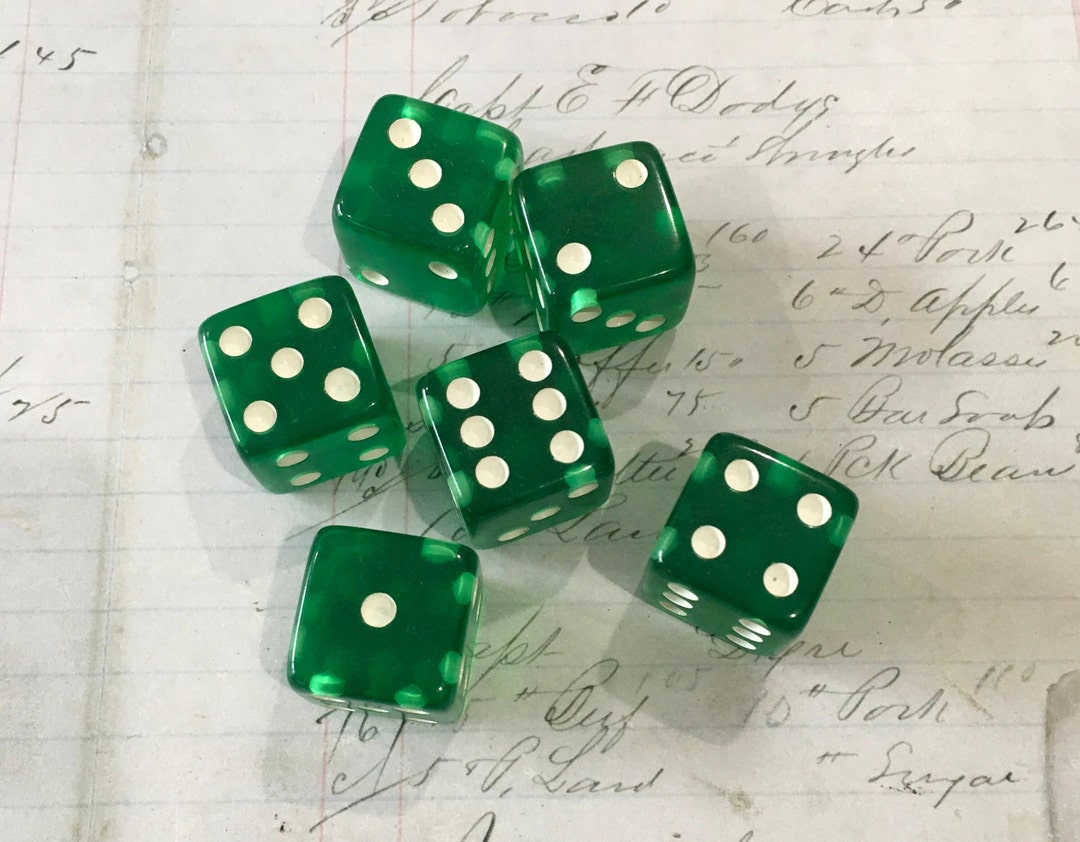 Green Dice / 6 Game Dice Pieces Lot / Plastic Green Dice Great for ...