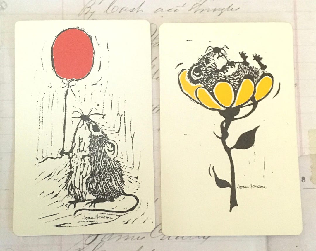 Mouse Cards / 2 Vintage Mice Playing Cards Great for Mixed Media ...