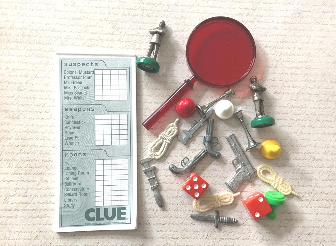 Clue Game Pieces / 21 Vintage Clue Game Pieces Assorted Lot —great ...