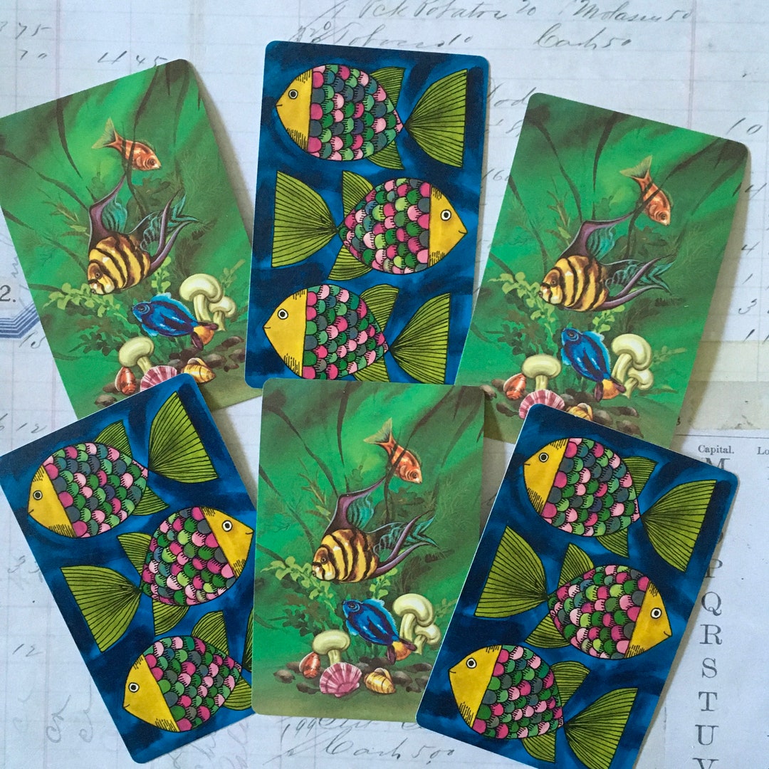 FISH CARDS / 6 Vintage Aquarium Fish Playing Cards Great for - Etsy