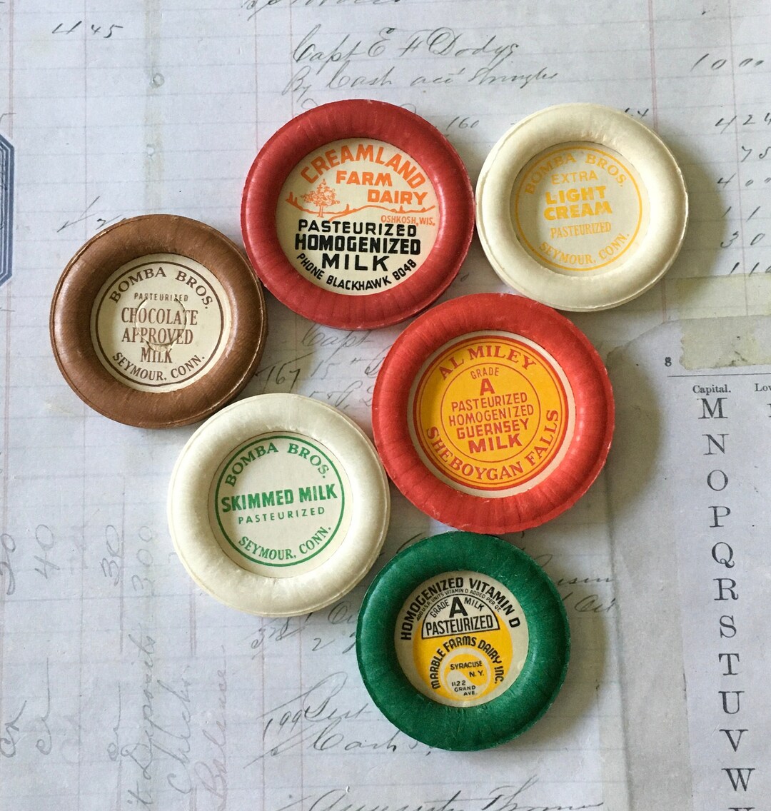 Milk Caps / 6 Vintage Milk Bottle Caps Assorted / Dairy Milk - Etsy