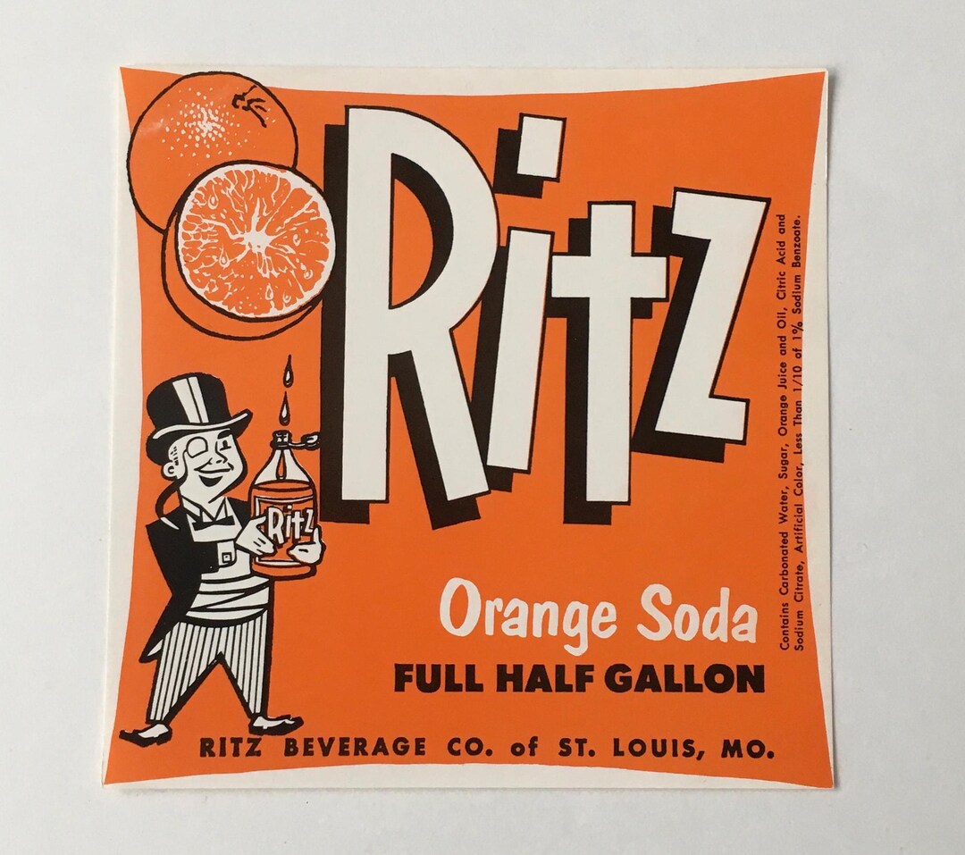 Soda Label / 1 Vintage RITZ SODA Label -- Great for Journals, Collages ...