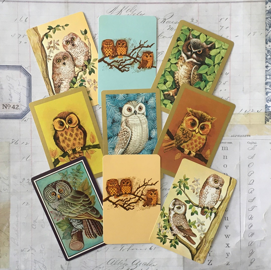 OWL Cards / 9 Retro Owl Playing Cards Great for Smash Books, Journals ...