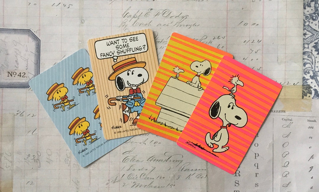 Snoopy Cards / 4 Vintage Snoopy Playing Cards by Hallmark Great for ...