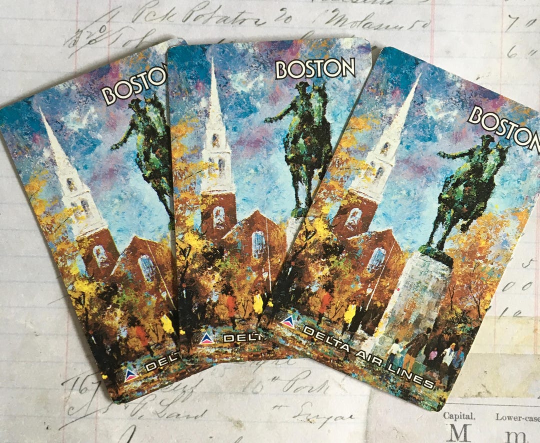 BOSTON Cards / 3 Vintage Single BOSTON Playing Cards Delta Air Lines ...