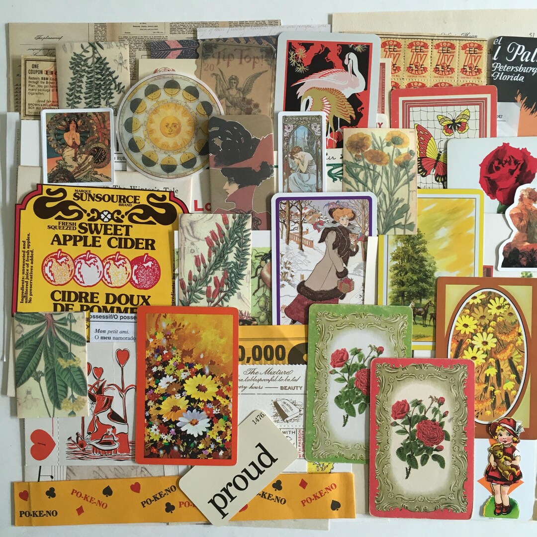 Scrap Pack / 60 Pc. Vintage Scrap Pack Orange, Red & Cream - Great ...