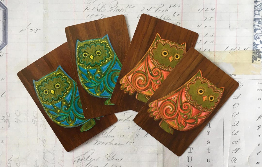 JOKER Cards / 4 Vintage MOD Owl Playing Cards Single Swap Card JOKERS ...