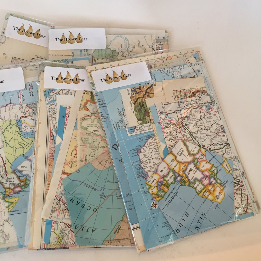 MAP Pages / 20 Pc. Vintage Map Scrap Pack / Map Scrap Kit DIY for ...