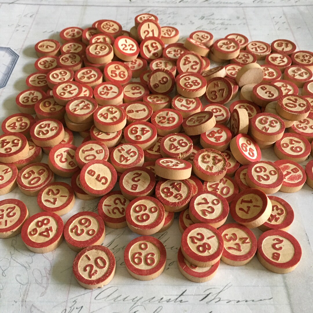 BINGO Numbers / 25 Vintage Red Bingo Game Pieces NOT a Full SET ...