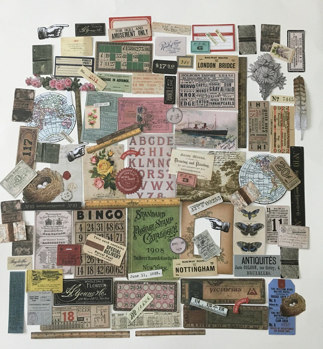 Tim Holtz Scrap Pack / Memoir Die Cuts 102 Pcs. Bingo, Mushrooms ...
