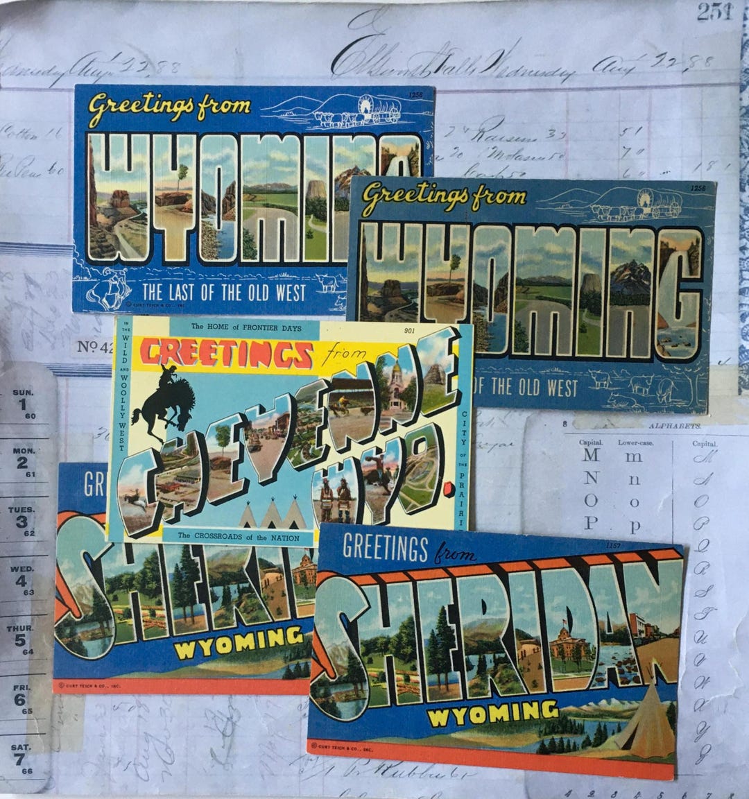 Wyoming Postcards / 5 Vintage Greetings From Wyoming Large Letters Postcards - Cheyenne ...