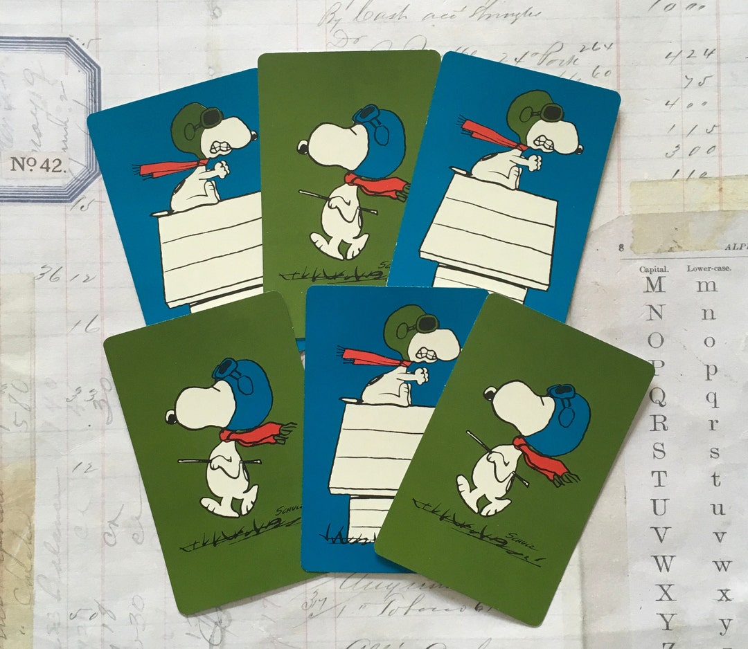 Snoopy Cards / 6 Vintage Snoopy Peanuts Playing Cards Flying Ace by ...