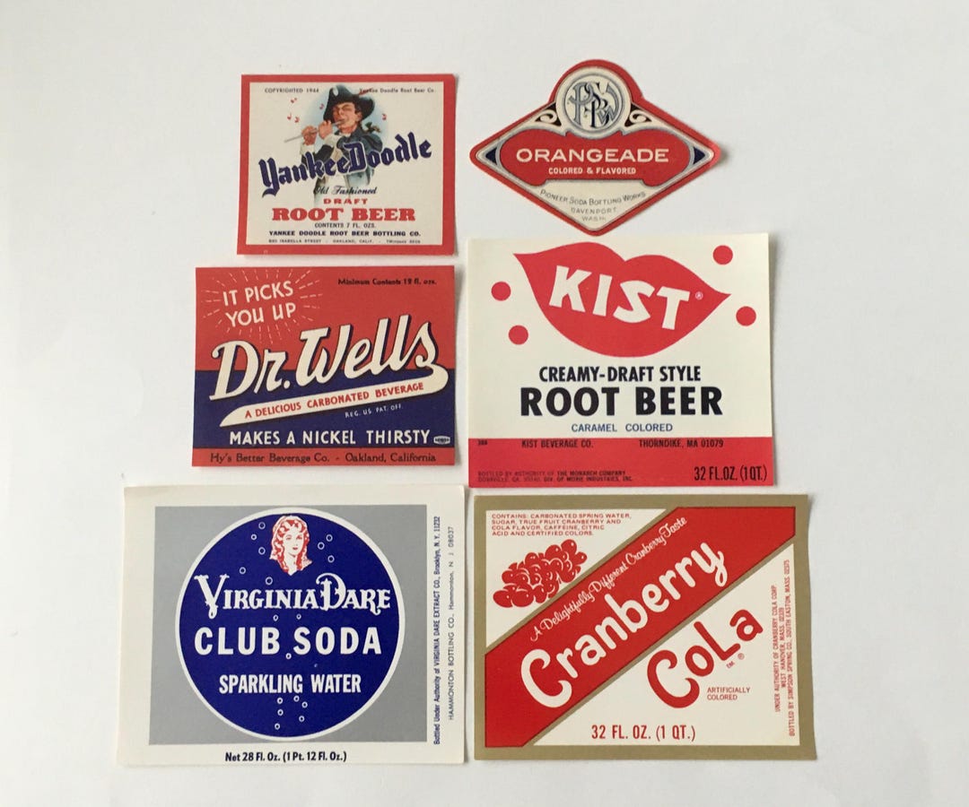 Soda Labels / 6 Vintage Assorted SODA Labels -- Great for Journals ...