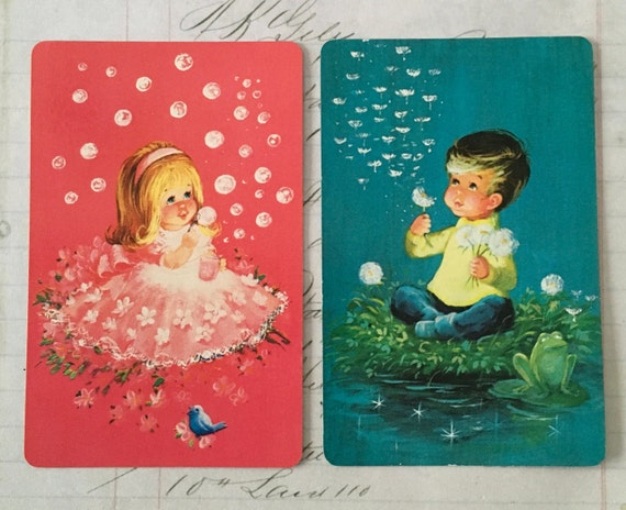 Boy & Girl Cards / 2 Vintage Playing Cards Cute Boy and Girl - Etsy