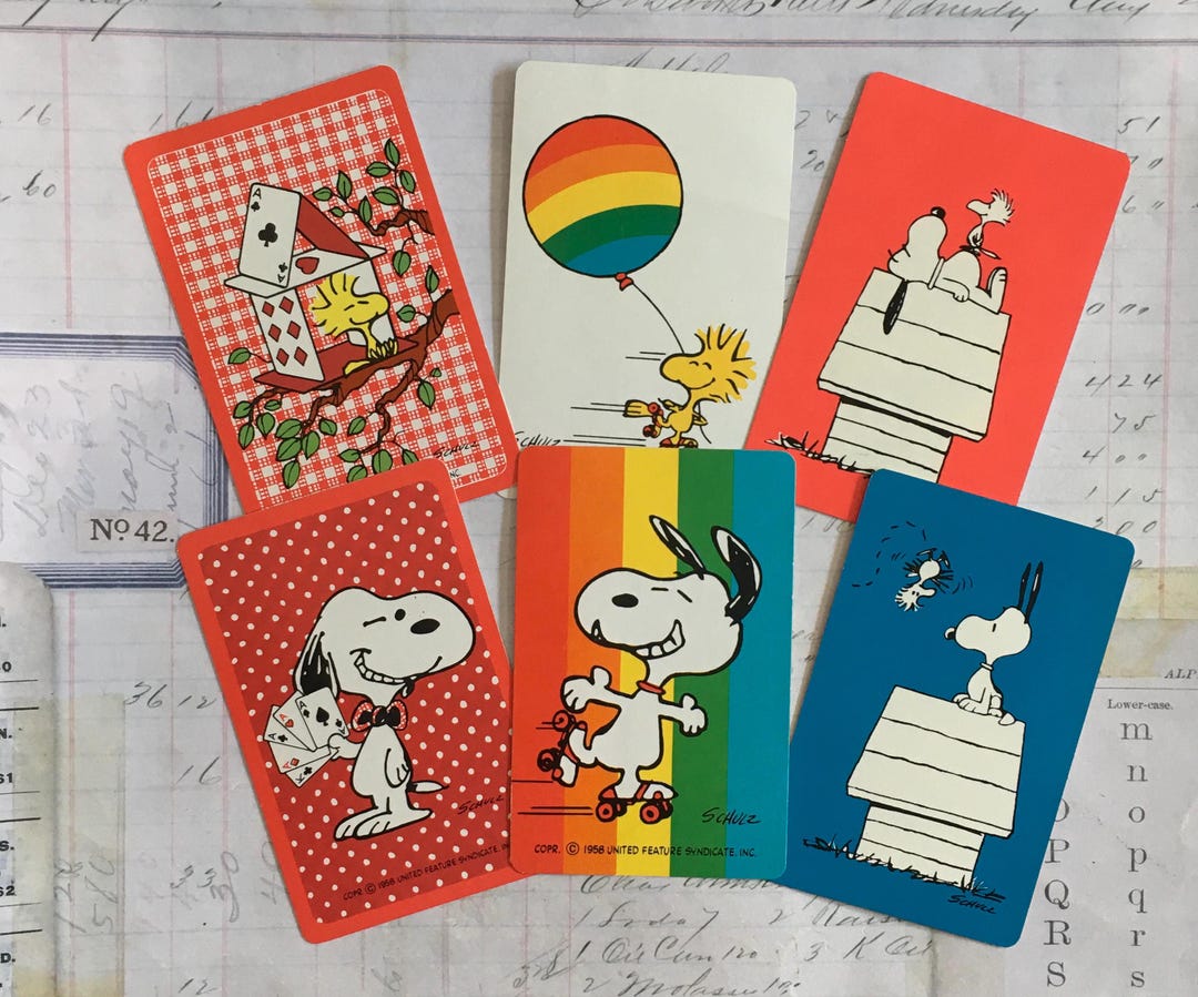 Snoopy Cards / 6 Vintage Snoopy Playing Cards by Hallmark Great for ...