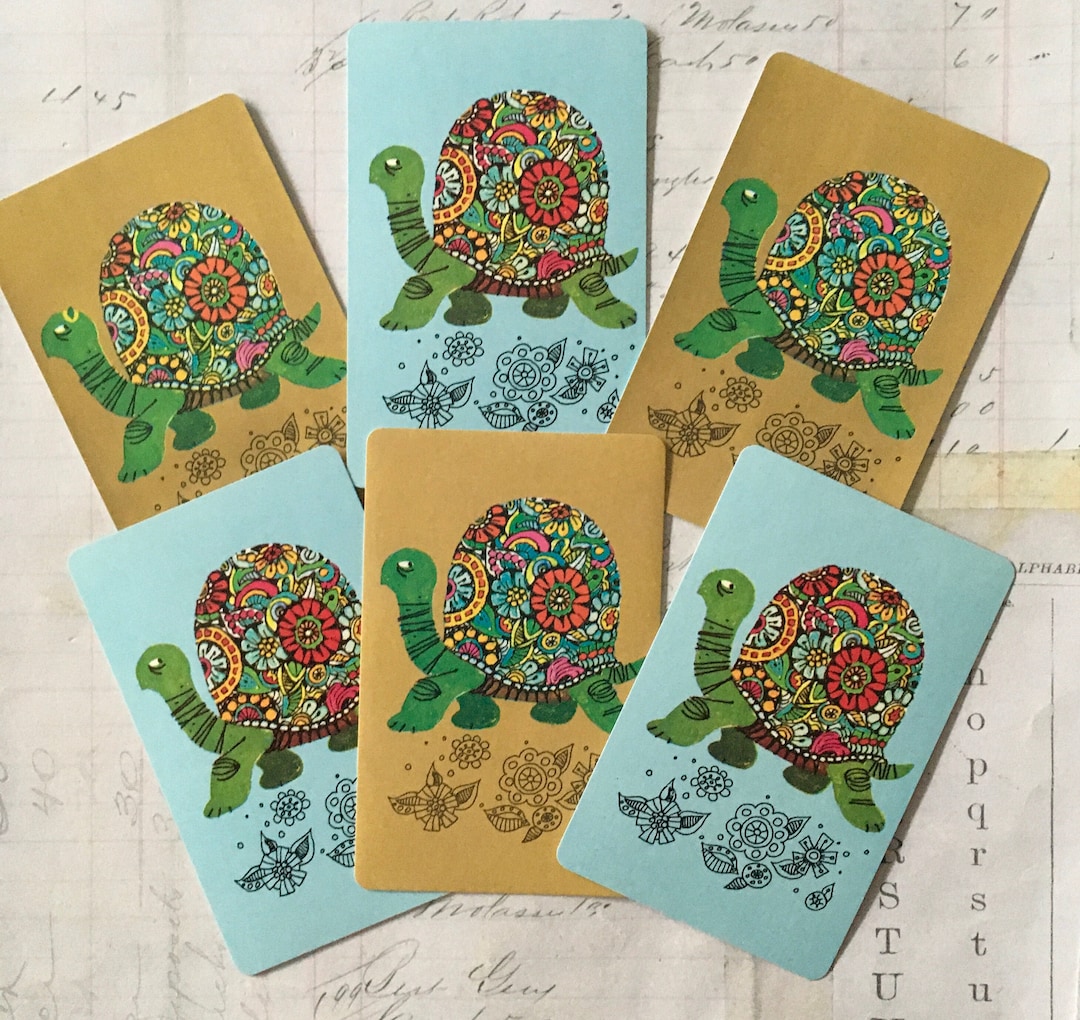 Tortoise Cards / 6 Vintage Cute Mod Turtle Tortoise Cards for Mixed ...