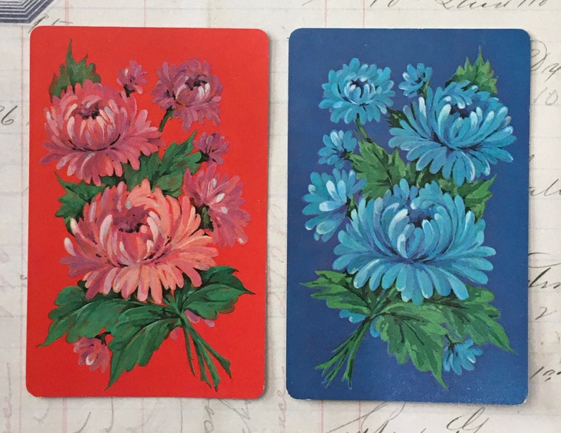 Floral Swap Cards / 2 Vintage Playing Cards Retro Flowers Great ...