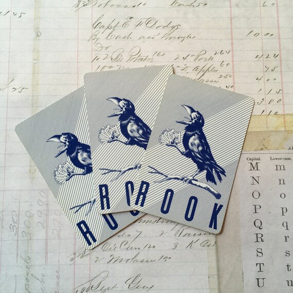 ROOK Cards / 3 Vintage Blue ROOK Playing Cards Mixed Ephemera | Etsy