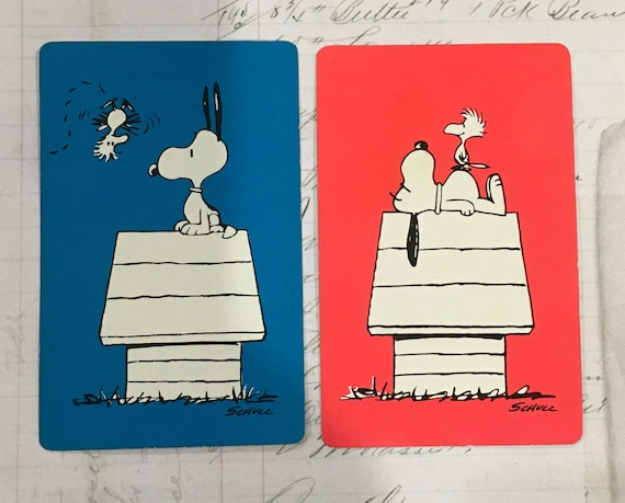 Snoopy Cards / 2 Vintage Snoopy & Woodstock Playing Cards by | Etsy