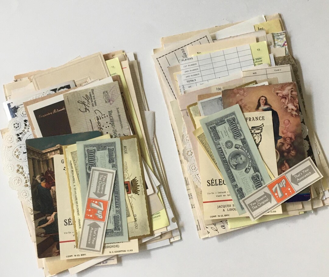 Scrap Pack / 60 Pc. Vintage EPHEMERA Scrap Pack Neutral Ephemera Kit ...