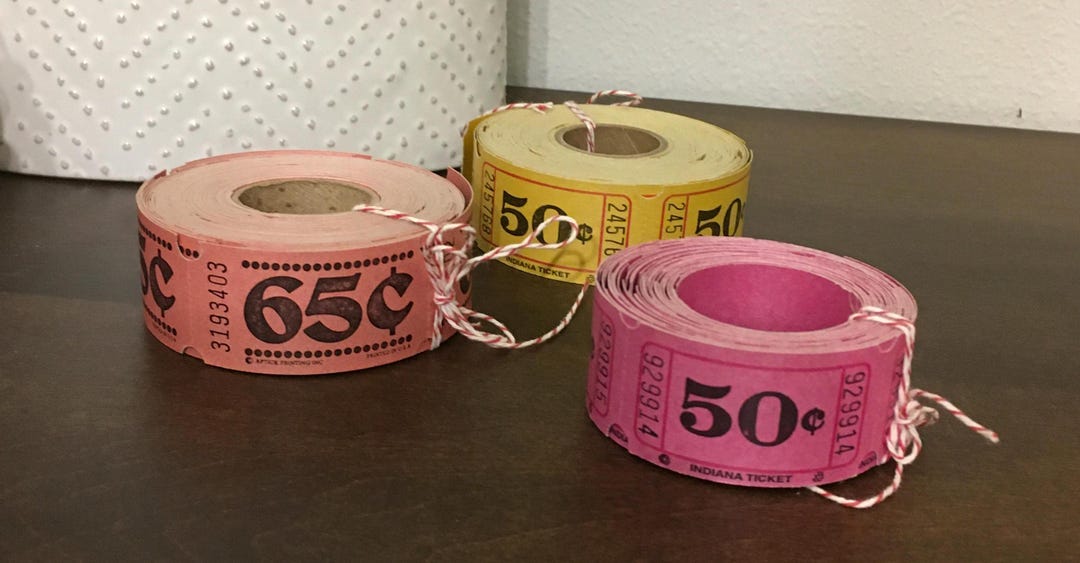 Ticket Rolls / 3 Vintage Raffle Ticket ROLLS 50 and 65 Cents great for ...
