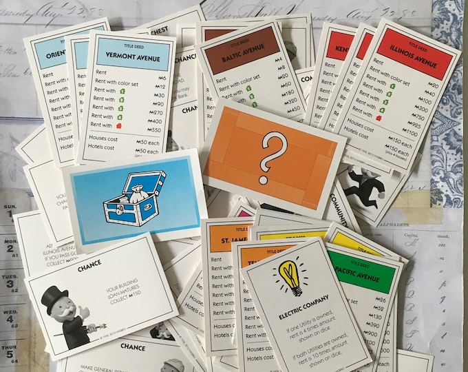 Monopoly Cards / 60 Monopoly Game Property Deed, Community Chest ...