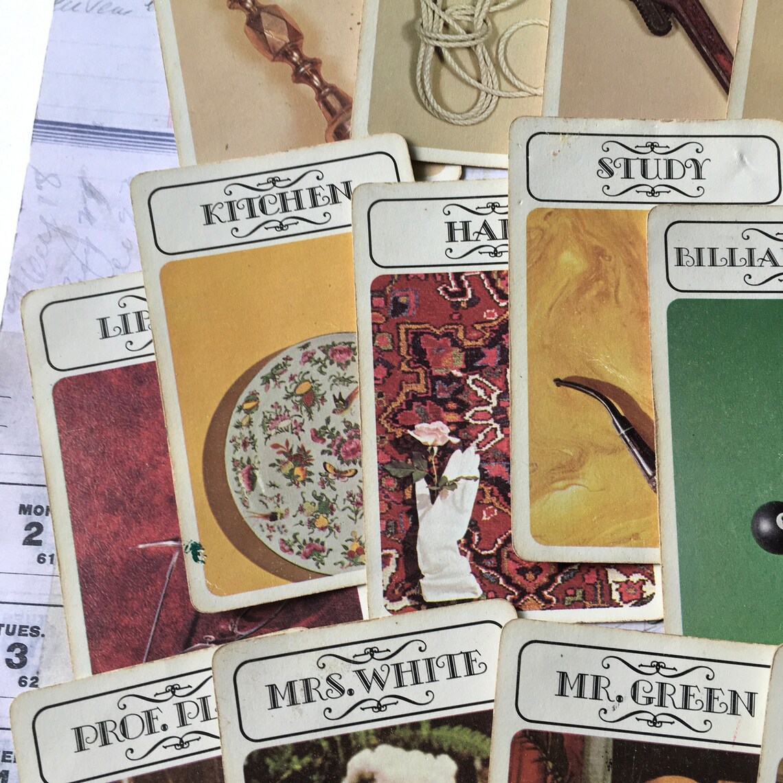 CLUE GAME Cards / 21 Vintage Clue Game Cards Great for Smash | Etsy