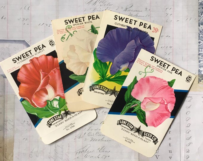 Flower Seed Packets-empty / 4 Vintage Seed Packet Labels Sweet Pea ...