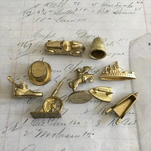 Monopoly Tokens / 9 Vintage Monopoly Gold Game Tokens / Monopoly Game ...