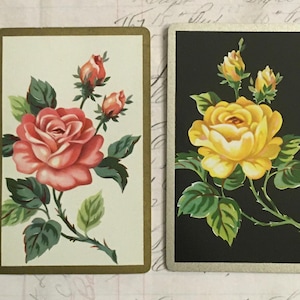 Rose Cards / 2 Vintage Roses Floral Playing Cards Great for Mixed Media ...