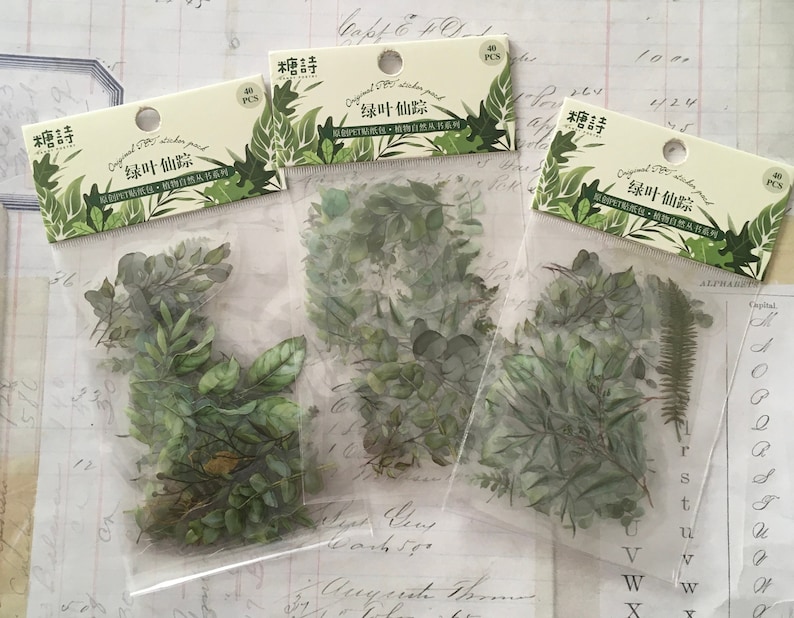 Sticker Pack / 40 Pc. Vintage Style Leaves & Stems Stickers - Etsy