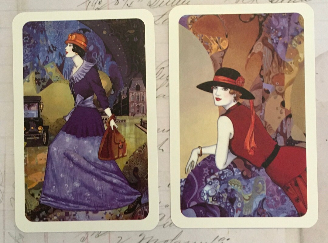 Woman Cards / 2 Vintage Playing Cards Women Paris Fashion Cards ...