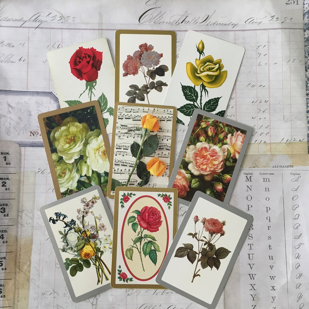 Rose Cards / 9 Vintage ROSE Playing Cards Great for Smash - Etsy