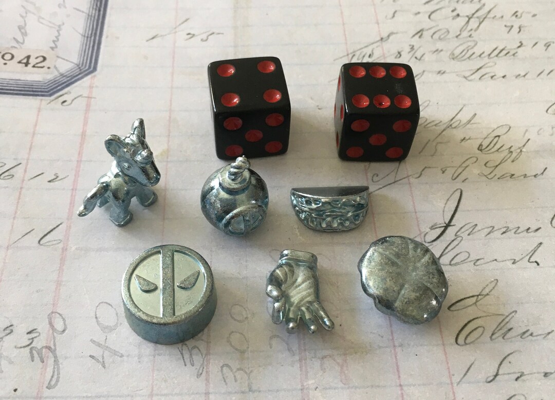 Game Pieces / 6 Metal Game Tokens & 2 Dice Great for - Etsy