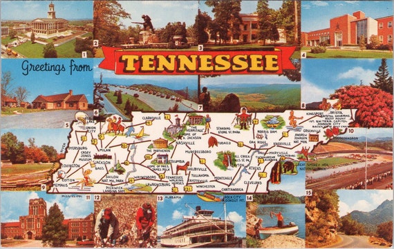 Tennessee POSTCARD / Vintage Greetings From TENNESSEE Souvenir - Etsy