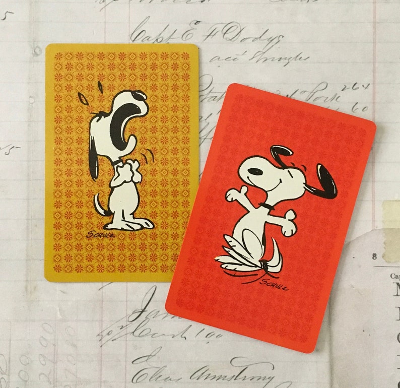 Snoopy Cards / 2 Vintage Snoopy Playing Cards ACE of SPADES by - Etsy