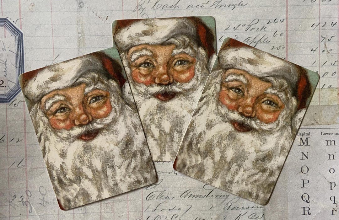 SANTA Cards / 2 SANTA Playing Cards -- Great for Altered Art, Journals ...