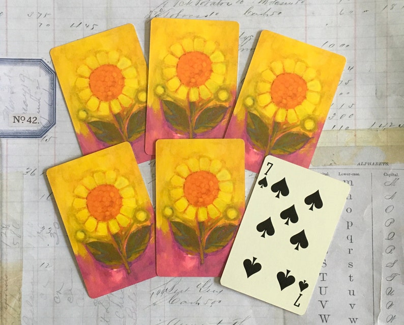 Mod Cards / 6 Single Flower Playing Cards -- Great for Journals, Cards ...
