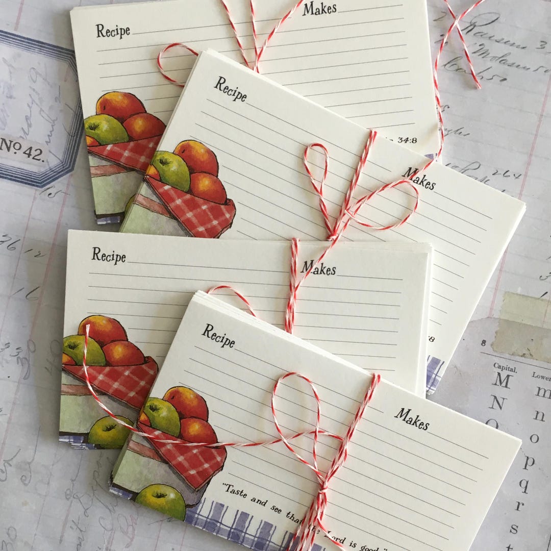 Recipe Cards / 14 Vintage Recipe Cards Apples 3" X 5" New Old Stock ...