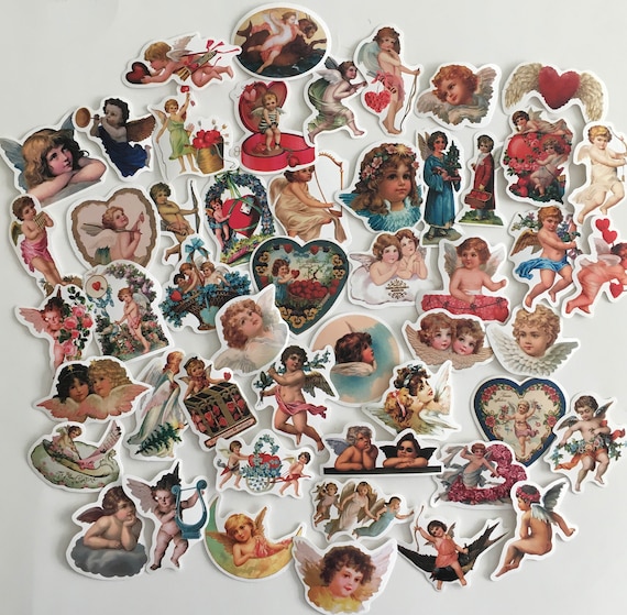 Angel Stickers / 50 Victorian Angel Stickers Vinyl Waterproof | Etsy