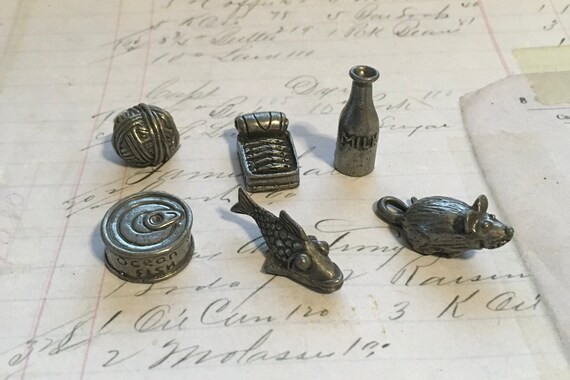 Metal Game Tokens / 6 Cat-opoly Game Tokens Yarn Milk Mouse - Etsy