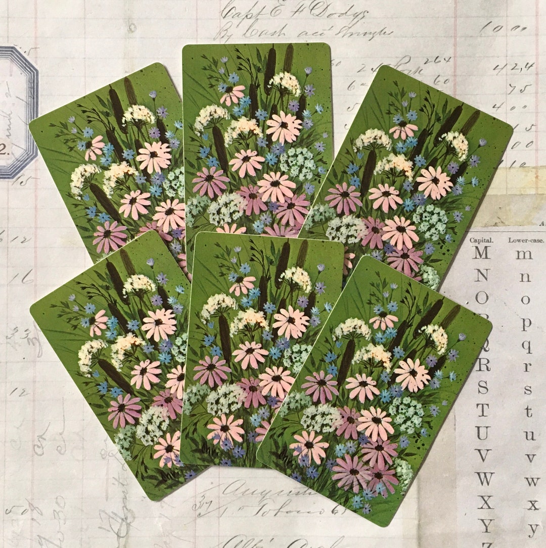 Mod Cards / 6 Vintage Single Swap Cards MOD Floral Daisy Design Great ...